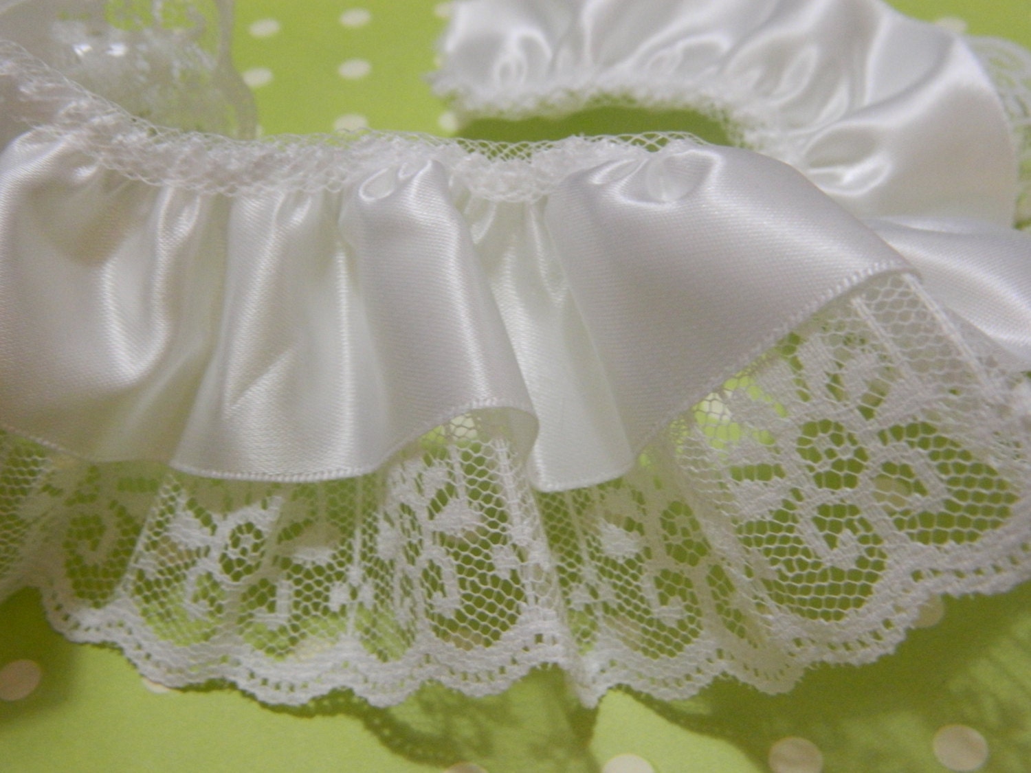White Satin Ribbon and Lace Full Ruffle | Etsy