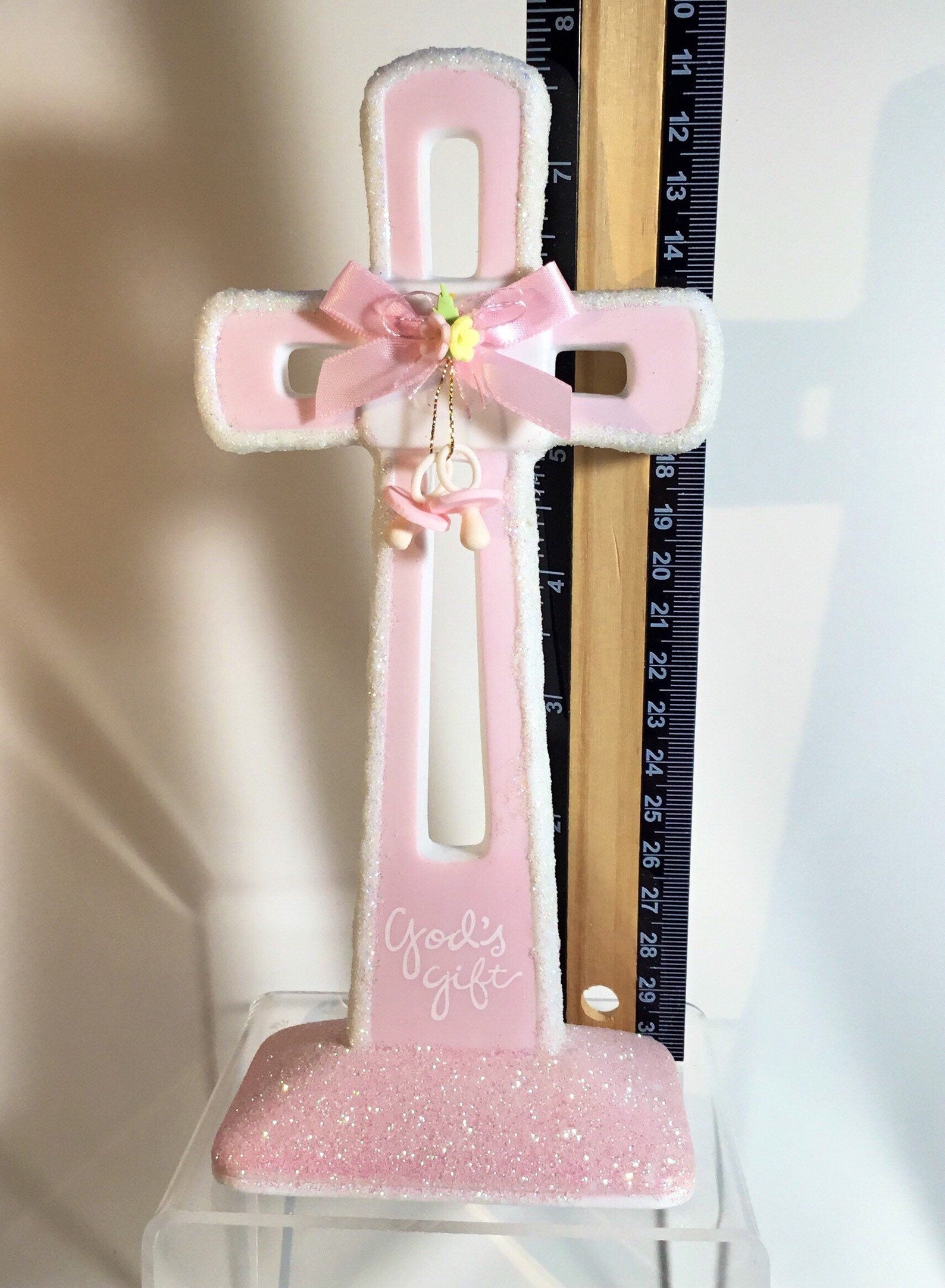 Baptism Baby Girl Cross / Pink Porcelain Christening Cross / - Etsy