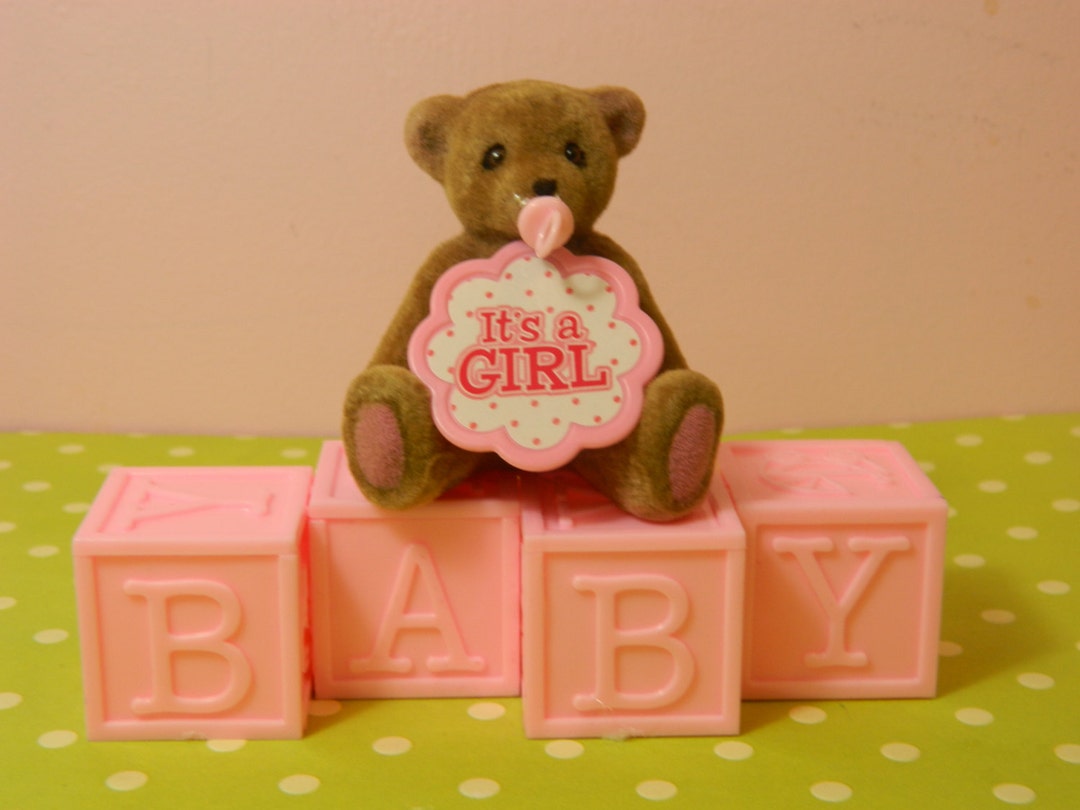 Baby Girl Cake Topper / Teddy Bear Pink Topper / Cake Topper/ / It's A ...