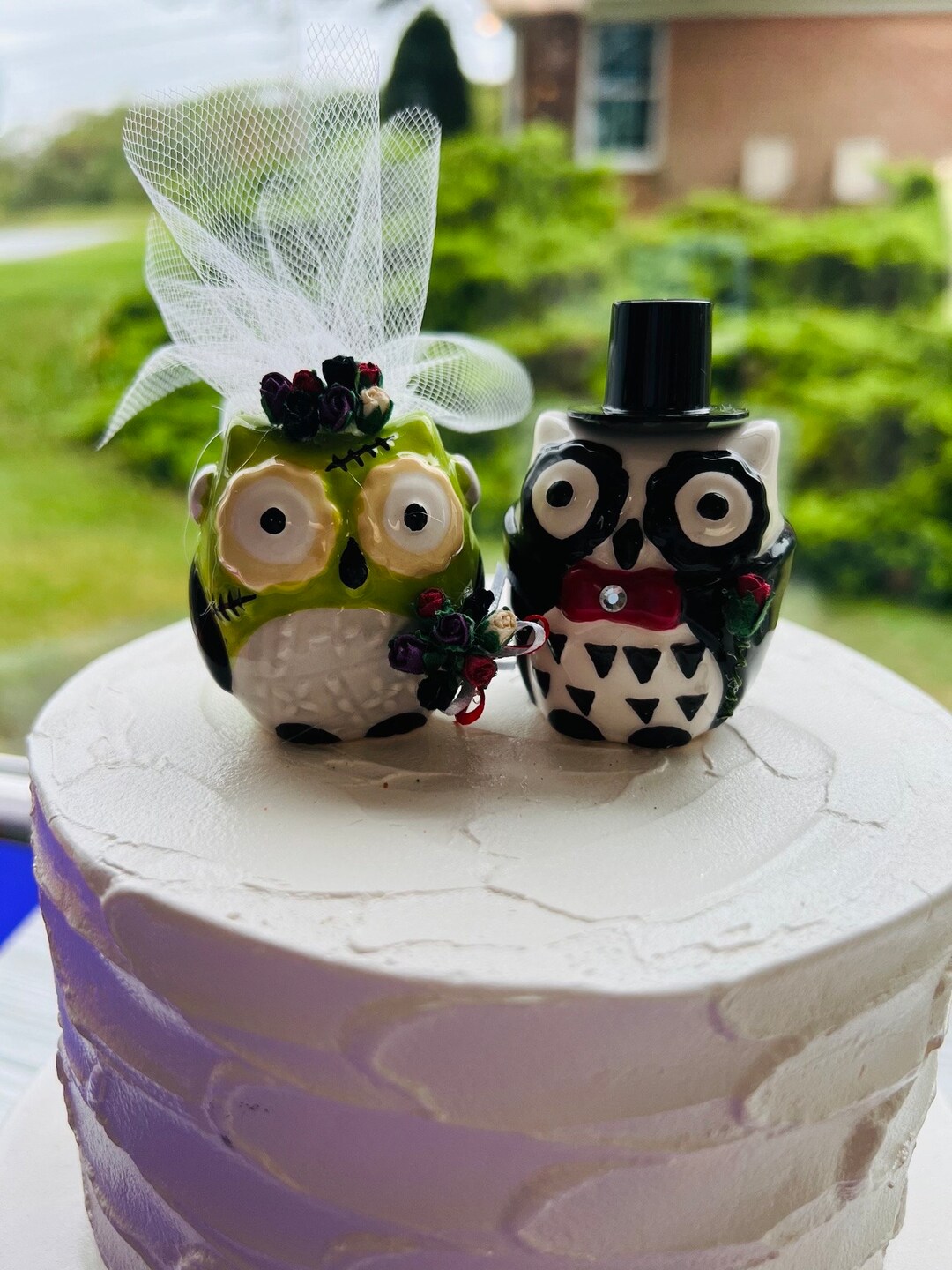 Gothic Owl Bride and Groom Owl Wedding Cake Topper Halloween Owl ...