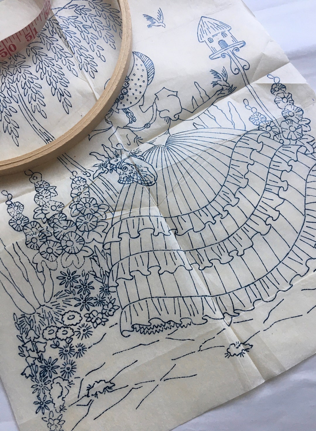 Floral Vintage Embroidery Transfer Fits Antique Firescreens Instant ...