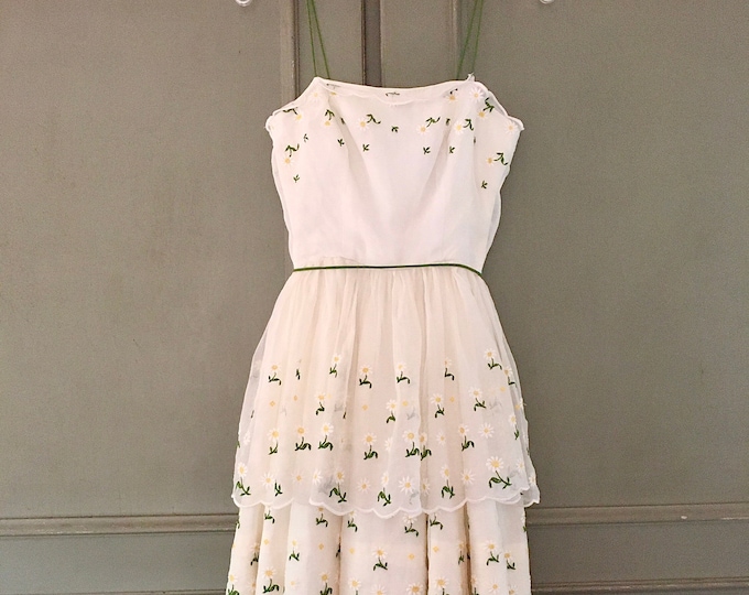 Vintage 1950s Adorable Daisy Dress/ Party Dress/ Prom Dress/wedding ...