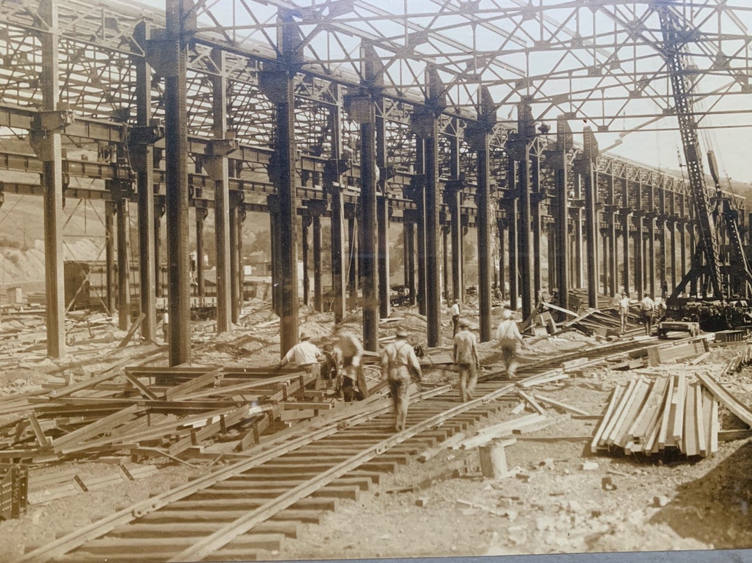 Antique Photograph Industrial Railroad Construction Phoenix Bridge Iron ...