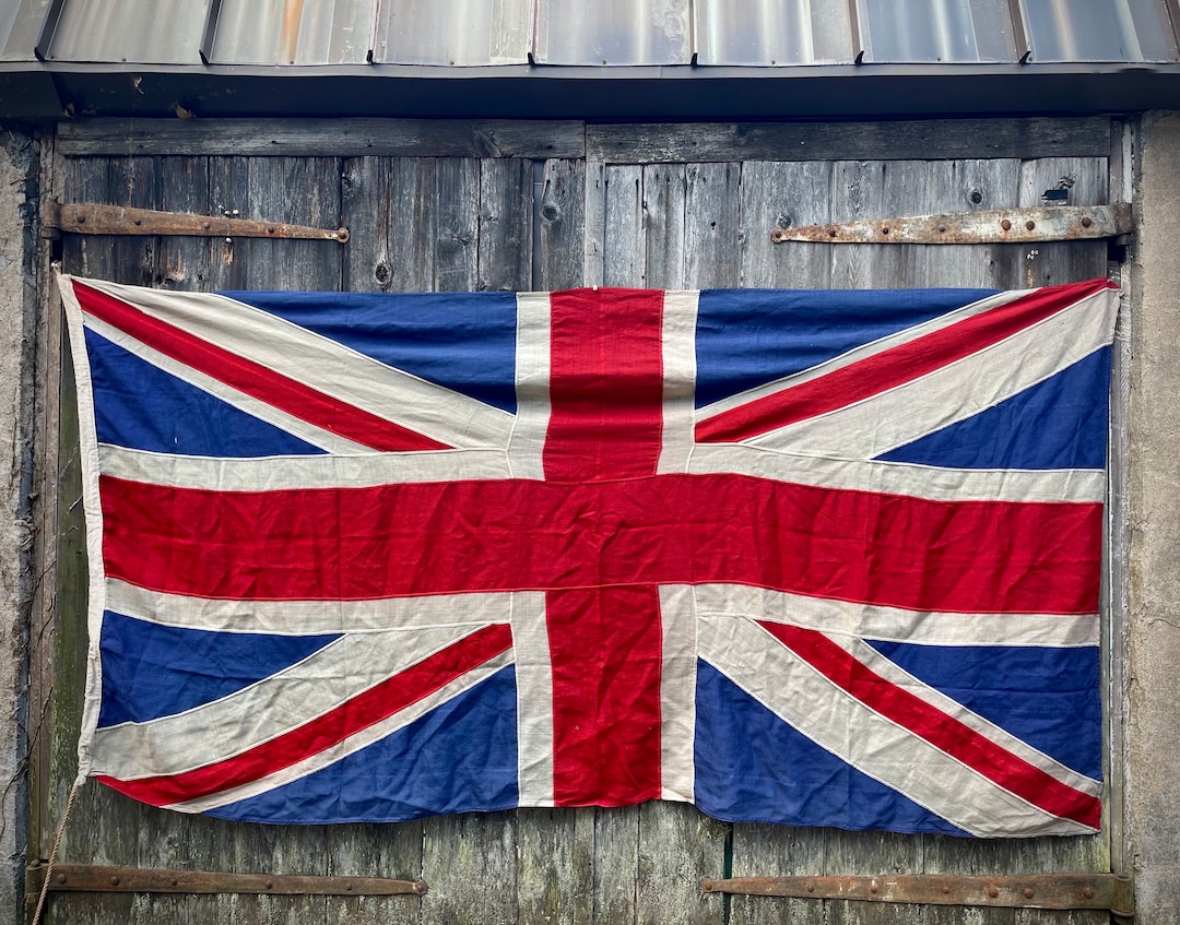 Large Antique British Navy Flag Union Jack Wool About 8’x4’ Naval Flag ...
