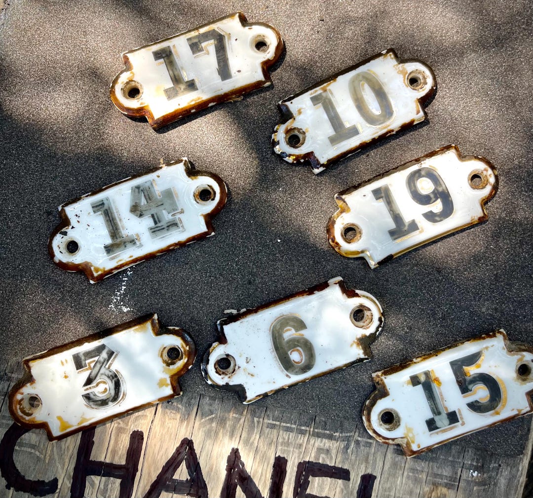 Lot of 7 Antique French Porcelain Numbers Labels 19th Century Gold Leaf ...