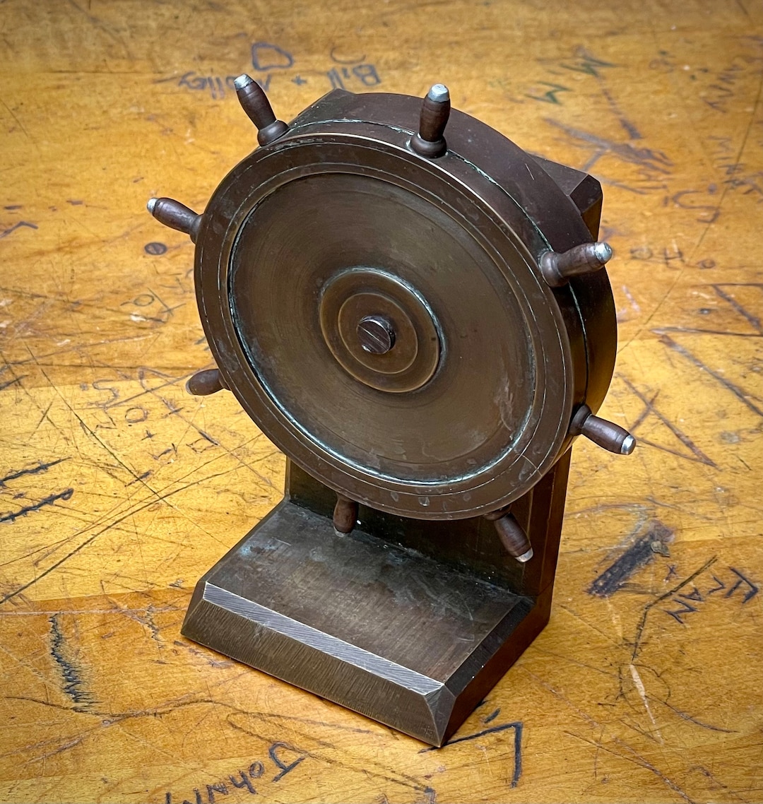 Antique Yachting Sculpture Bronze Ship Wheel Nautical Decor Vintage ...