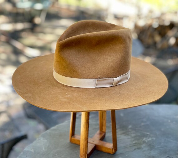Beautiful vintage brown western rustic hat very good … - Gem