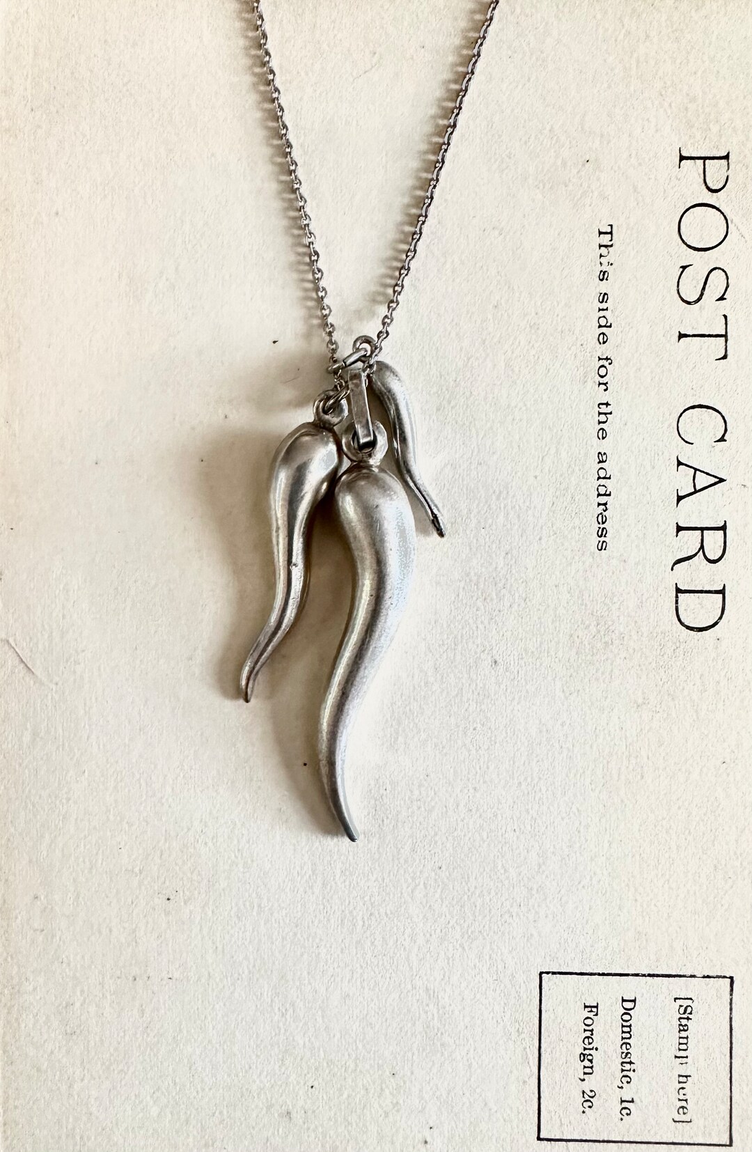 Vintage Sterling Italian Horn /cornicello / Pepper Charm Necklace - Etsy