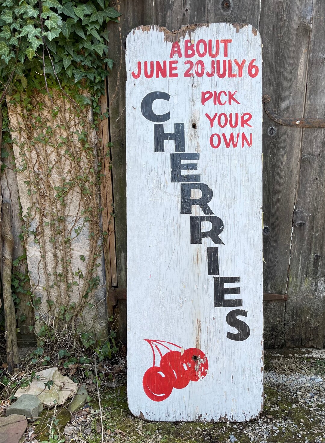 Authentic Rustic Farm Stand Sign Apples Cherries Fantastic Patina Two ...