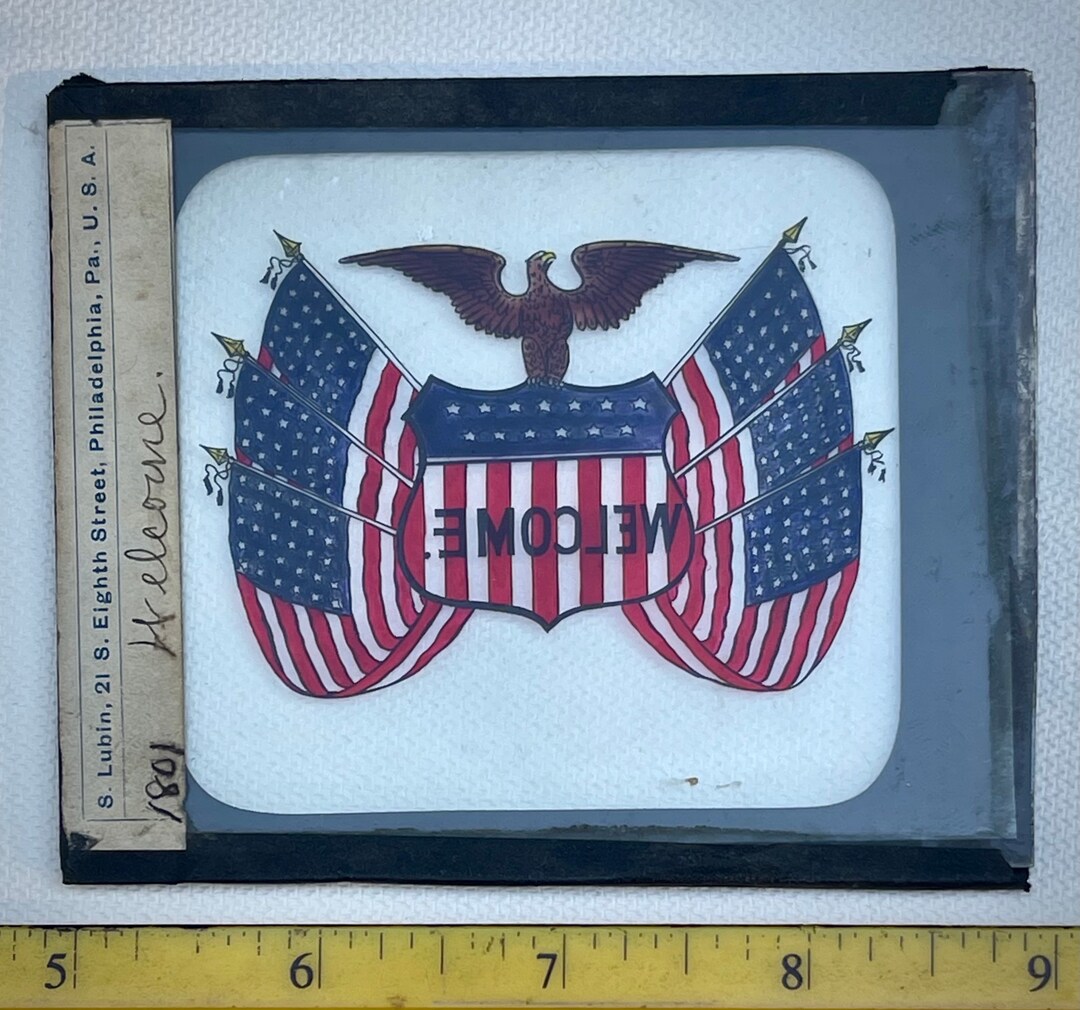 Antique Welcome Flag 1913 American Flag Rare Glass Slide - Etsy