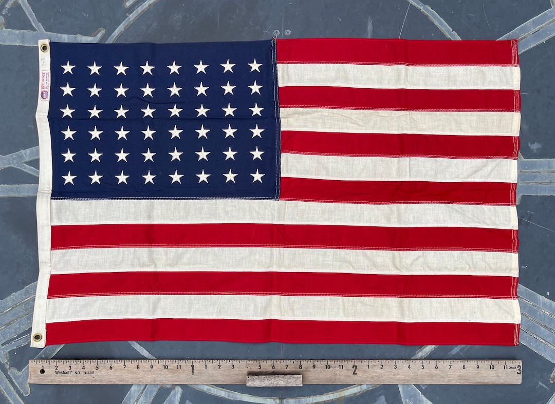NICE Vintage American Flag 48 Star Cotton 2’x3’ Embroidered Stars 1940 ...