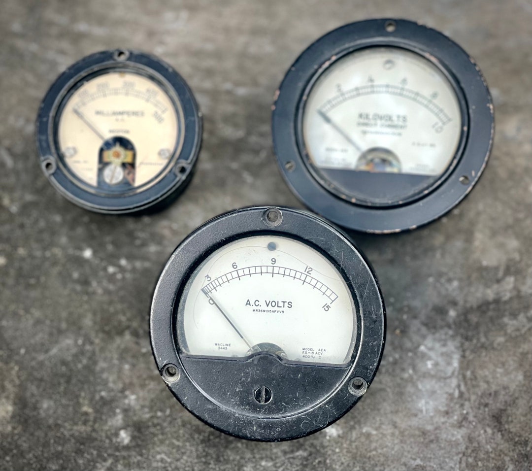 3 Mid Century Industrial Instrument Ohm Meter Amp Meter Beautifully ...