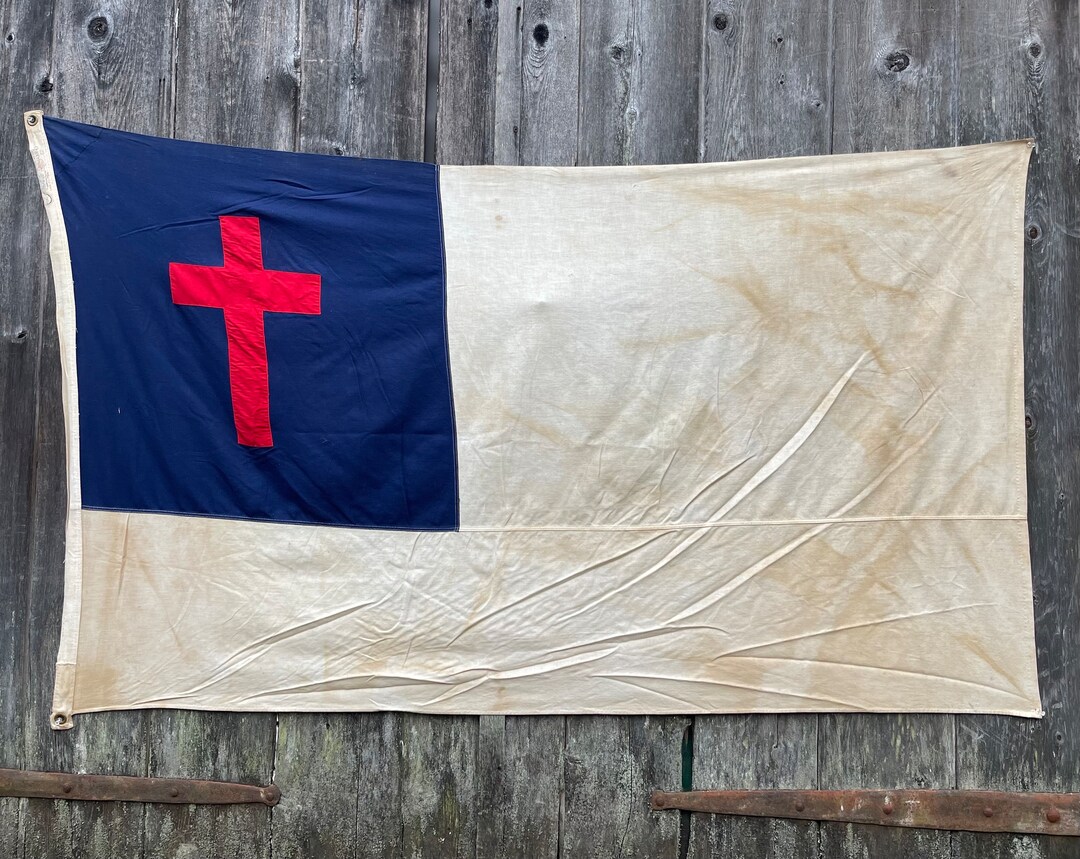 1930 Vintage American Christian Flag Cotton With Beautiful Patina 3x5 ...