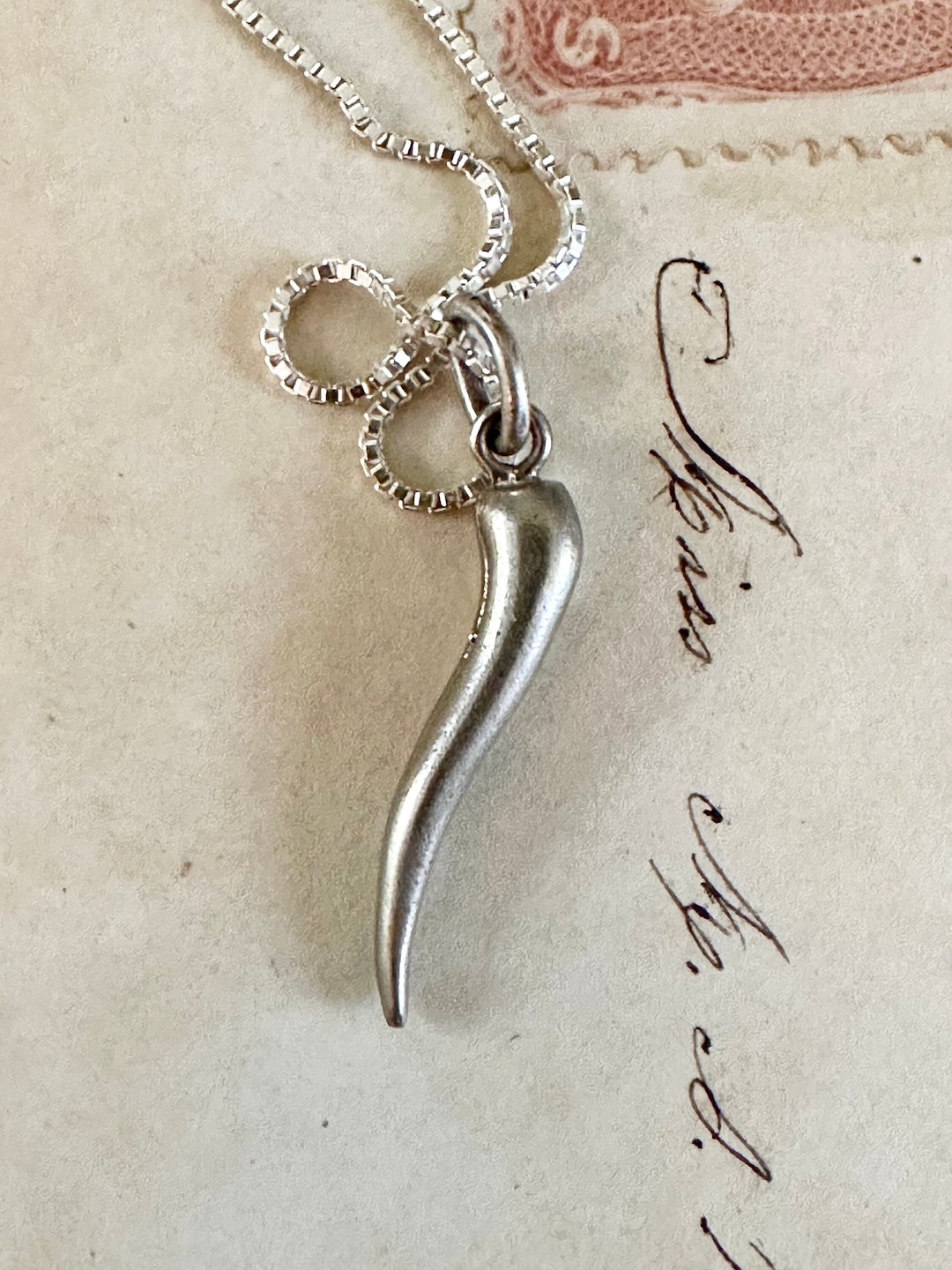 Vintage Sterling Italian Horn /cornicello / Pepper Necklace / .75” on ...