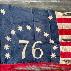 VERY Well Worn Real Vintage American Flag 1976 Bennington Revolutionary ...