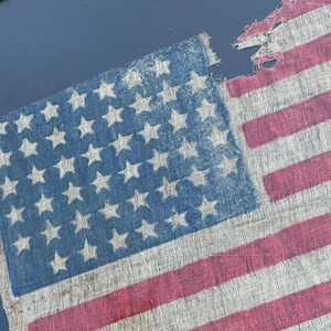 Rare LARGE Antique Framed Flag Circa 1890 Flag Gauze in Antique Frame ...