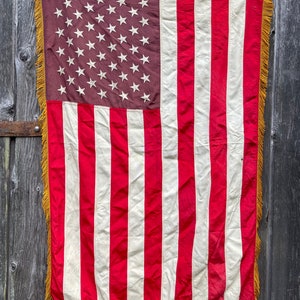 Nice Vintage American Flag 1960 With Gold Fringe 50 Stars GREAT FADE ...
