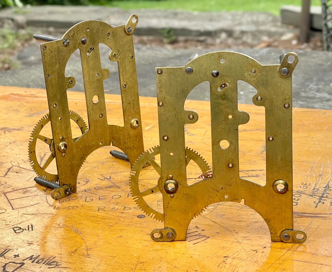 Two Modernist Industrial Sculptures Brass Clock Movement Parts Circa ...