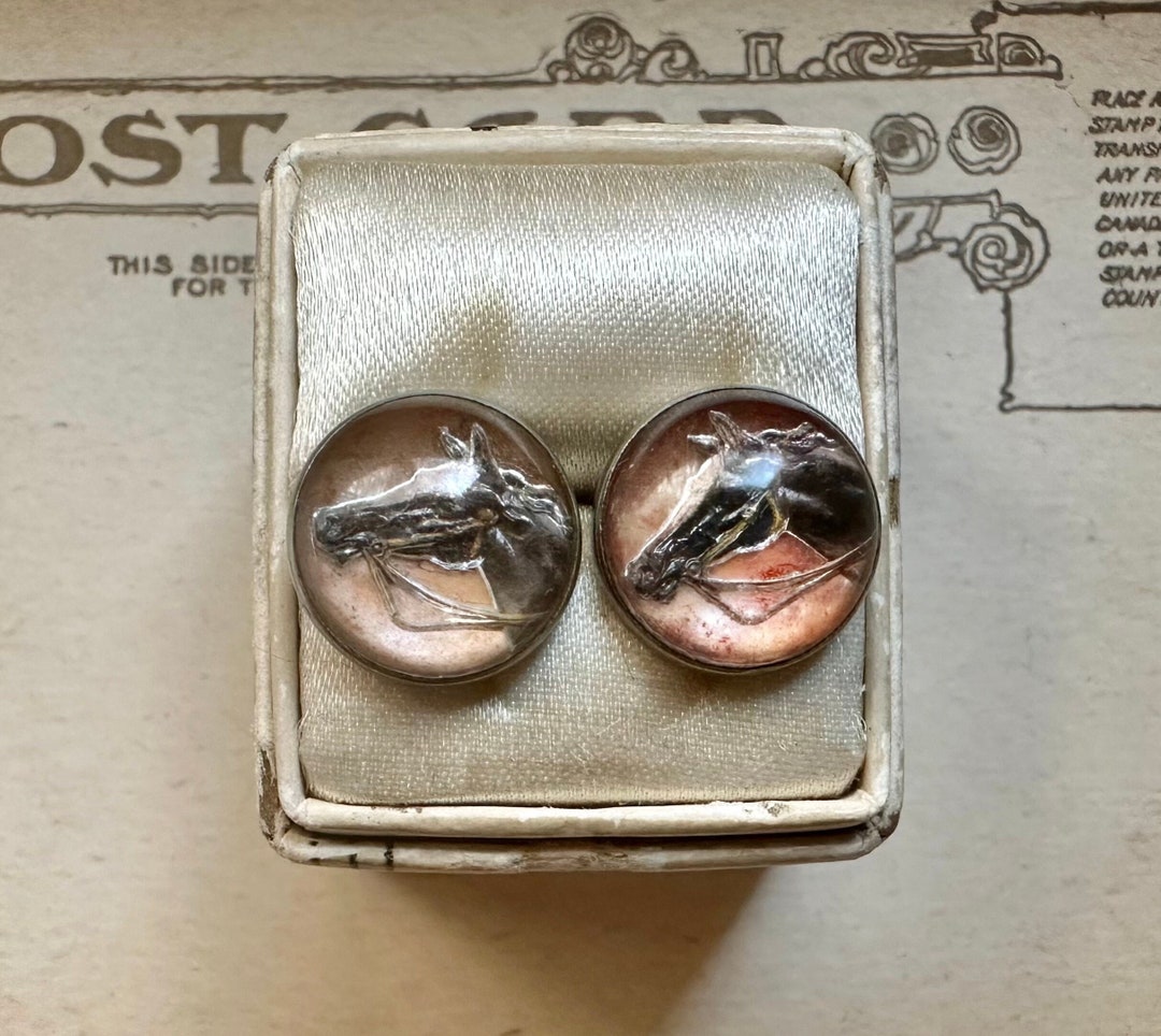 Vintage Essex Crystal Horse Earrings/ Reverse Glass Painting/equestrian ...