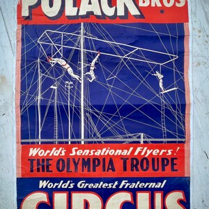 Vintage Polack Bros Brothers Circus Poster. Early Trapeze - Etsy
