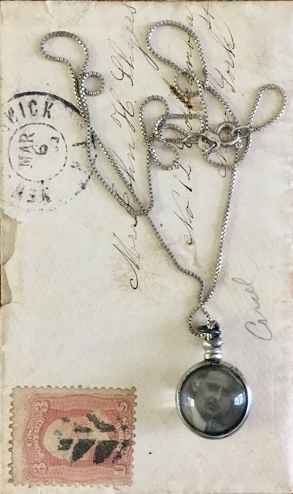 1940s glass and sterling double-sided locket / WW2 sw… - Gem