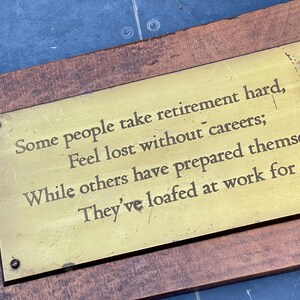 Retirement Gift Vintage Engraved Bronze Sign Fathers Gift - Etsy