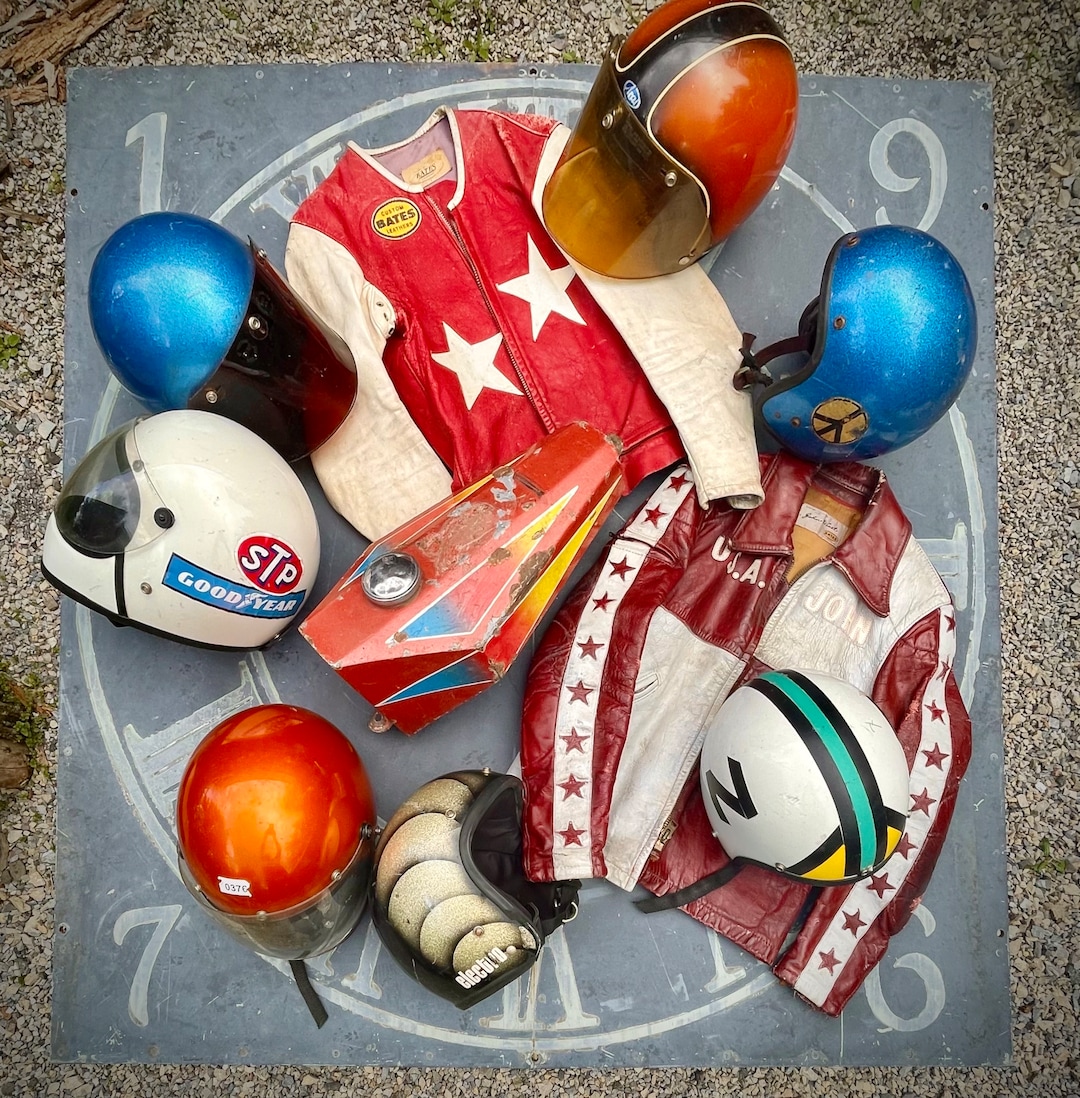 1980s Custom Metal Flake Motorcycle Helmet Vintage Biker Motocross Cafe ...