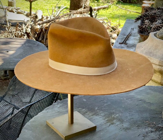 Beautiful vintage brown western rustic hat very good … - Gem