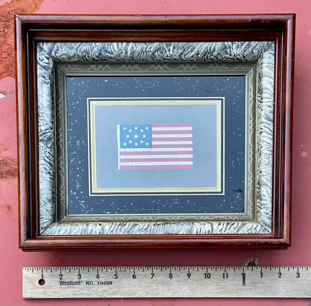 Beautifully Framed Antique American Flag 13 Star Centennial Parade Flag ...