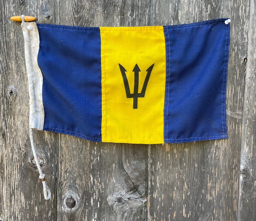Vintage Wool Authentic Yachting Flag Barbados Trident Nautical Flag - Etsy