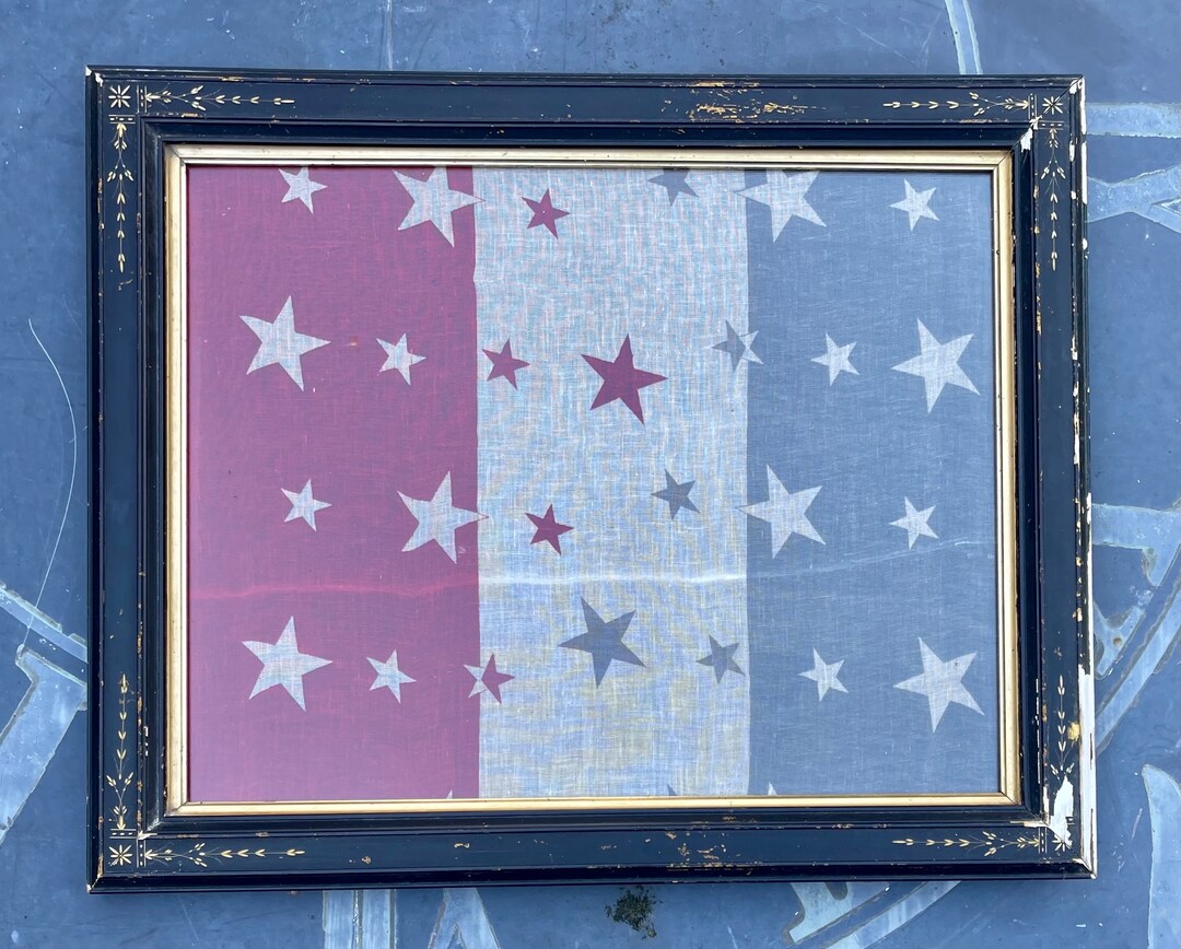 Beautifully Framed Antique American Flag Cotton Vintage Bunting ...