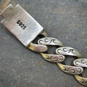 Vintage Solid Sterling Large Link Bracelet / Rocker Biker Bracelet ...