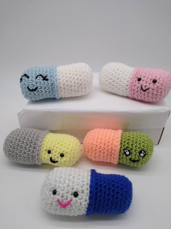 Plush Happy Pills Amigurumi Chill Pill Stress Relief Toy - Etsy