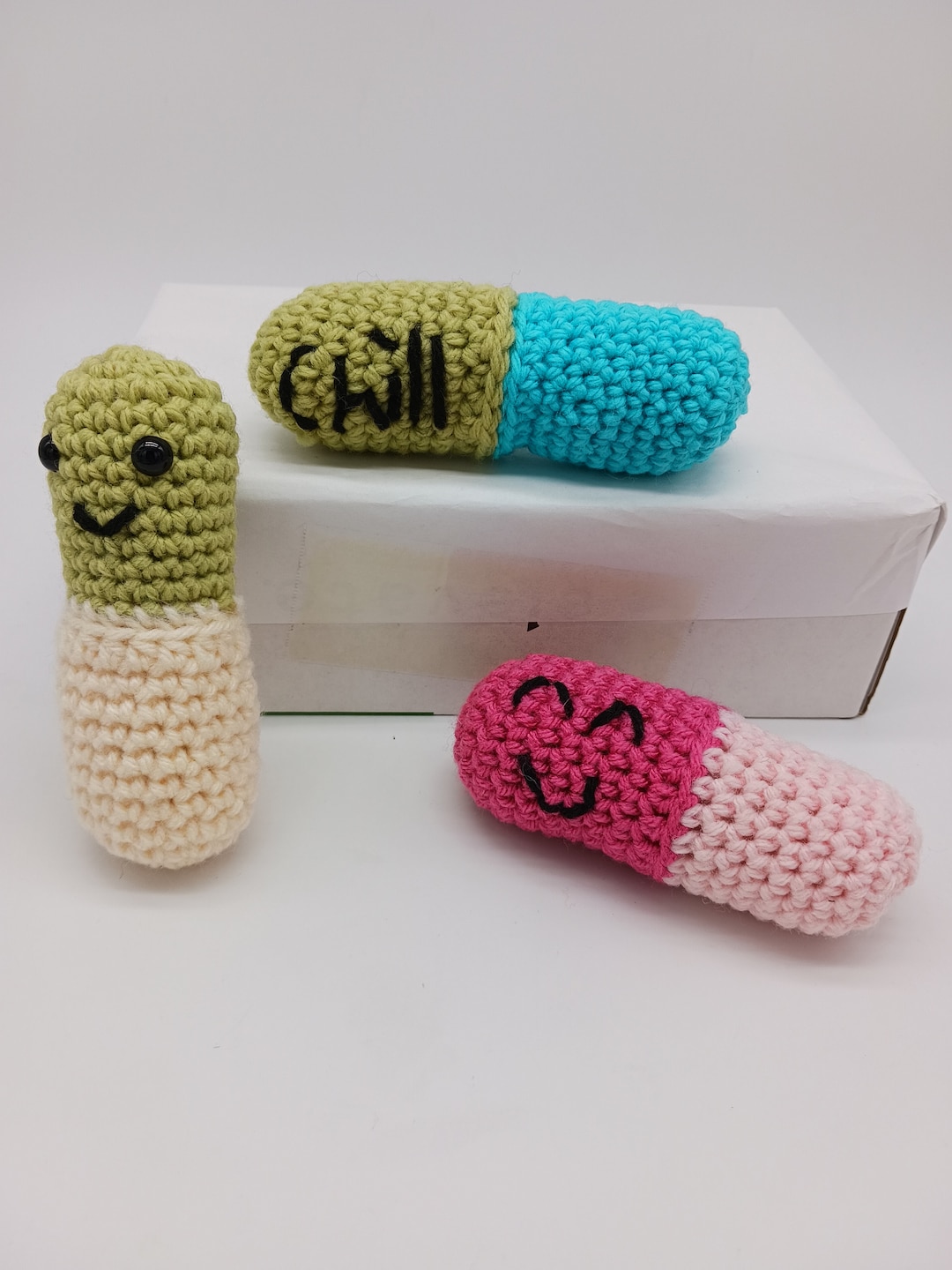 Plush Happy Pills, Amigurumi Chill Pill, Stress Relief Toy, Cute Gag ...