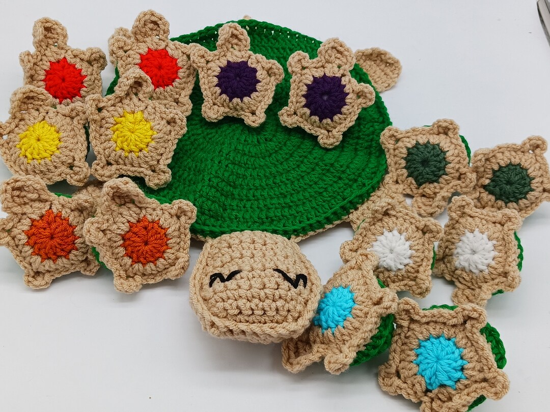 Turtle Matching Game, Fun and Educational Soft Crocheted Mama and Baby ...