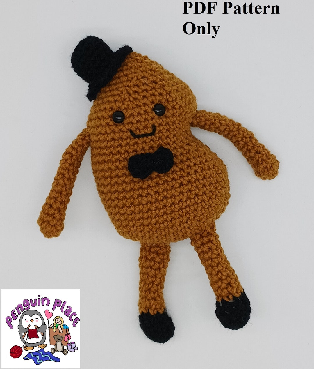 Pattern Only. Mr. Nugget Doll - Cute Nugget With Top Hat and Bow Tie ...