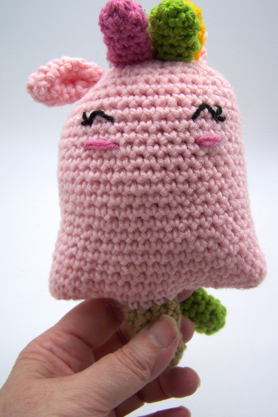 Pink Unicorn Popsicle Plush, Play Food Popsicle, Crocheted Popsicle Toy ...