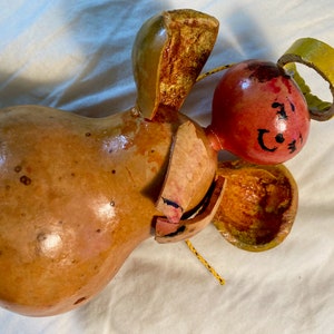 Christmas Gourd Angel, 71, Natural Brown With Red Face and Halo - Etsy