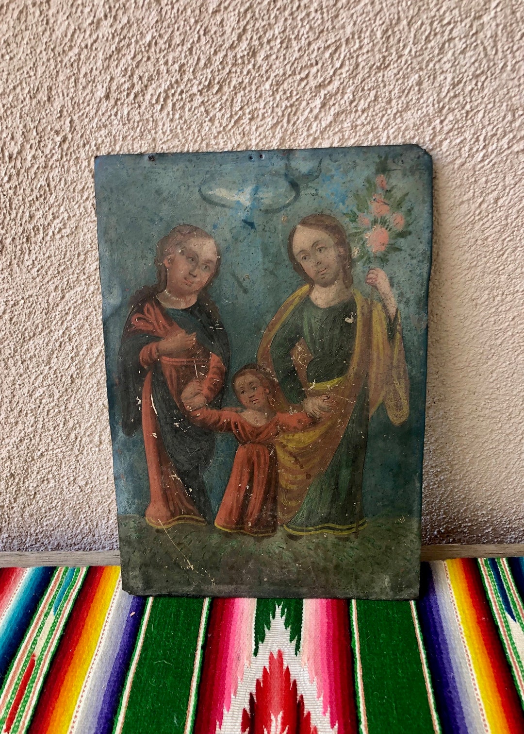 SALE Collectors Vintage Mexican Retablo Sagrada Family / Holy Family ...