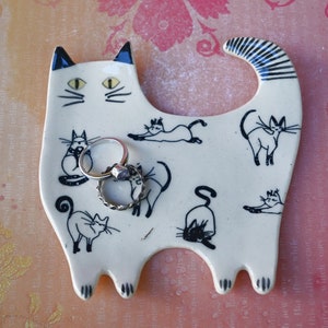 Ceramic Cat Spoon Rest. Siamese Cat Jewelry Holder. Soap Dish. Cat Ring ...