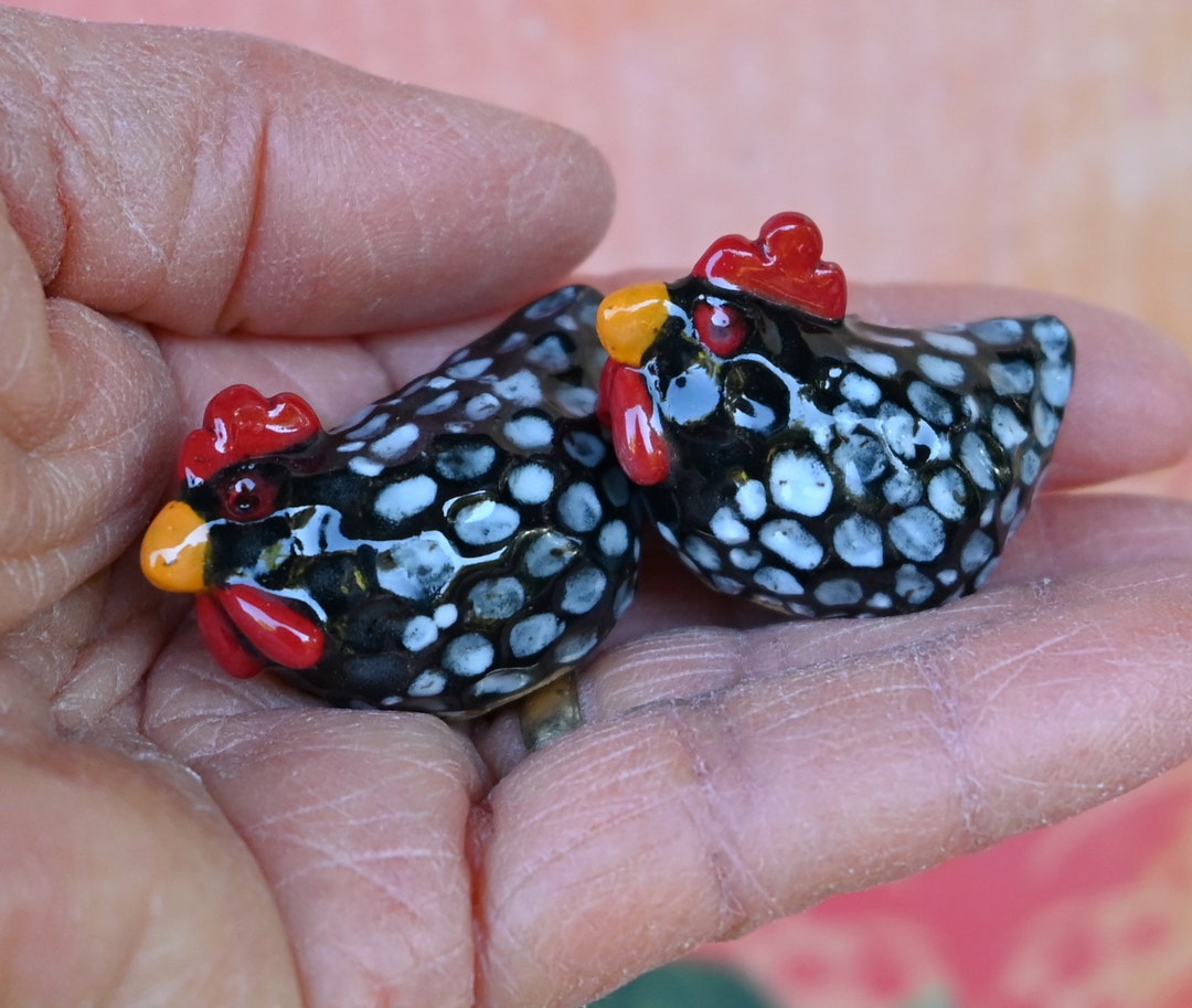 Chicken Figurine. One Ceramic Chicken. Miniature Chicken Sculptures ...