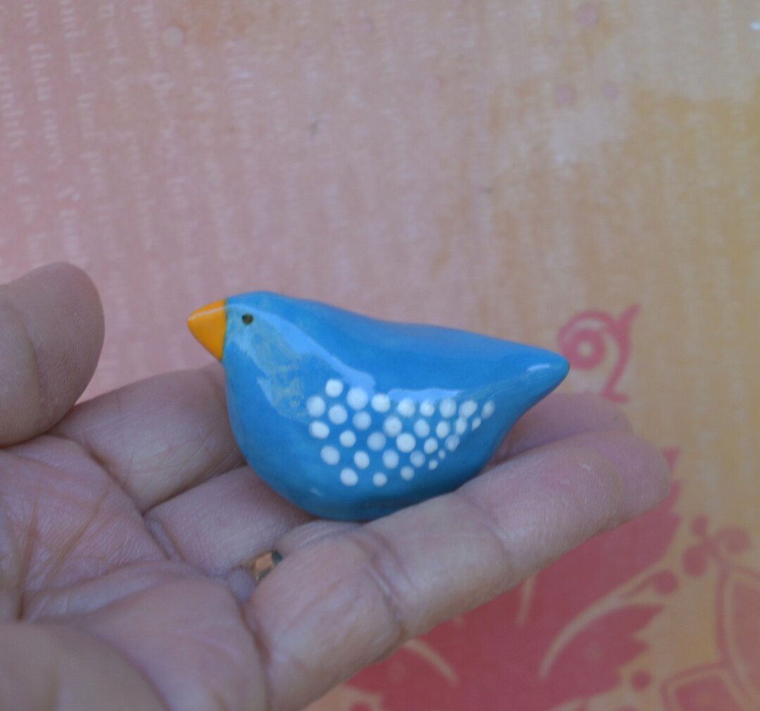 Miniature Blue Bird Figurine. Bird Sculpture. Terrarium Decoration ...