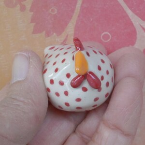 Ceramic Chicken Figurine. Ceramic Chicken. Miniature Polka Dot Chicken ...