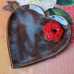 Spoon Rest. Ceramic Ring Holder. Poppy Flower Ring Holder. Valentine ...