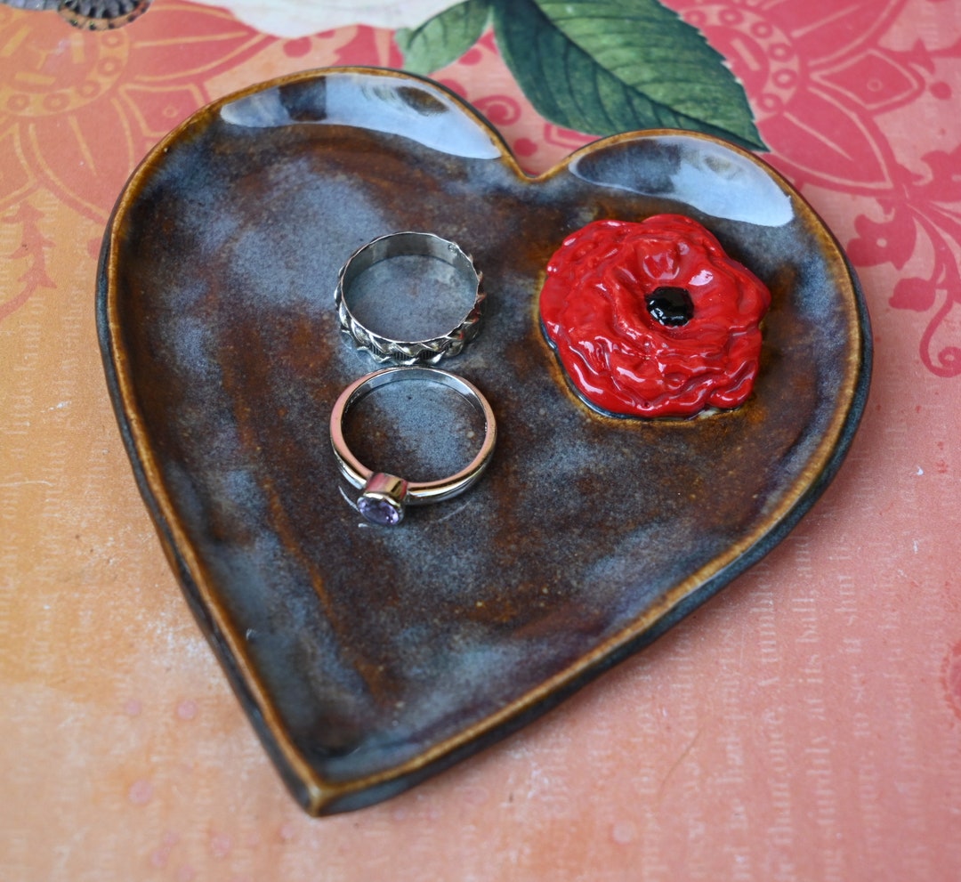 Spoon Rest. Ceramic Ring Holder. Poppy Flower Ring Holder. Valentine ...