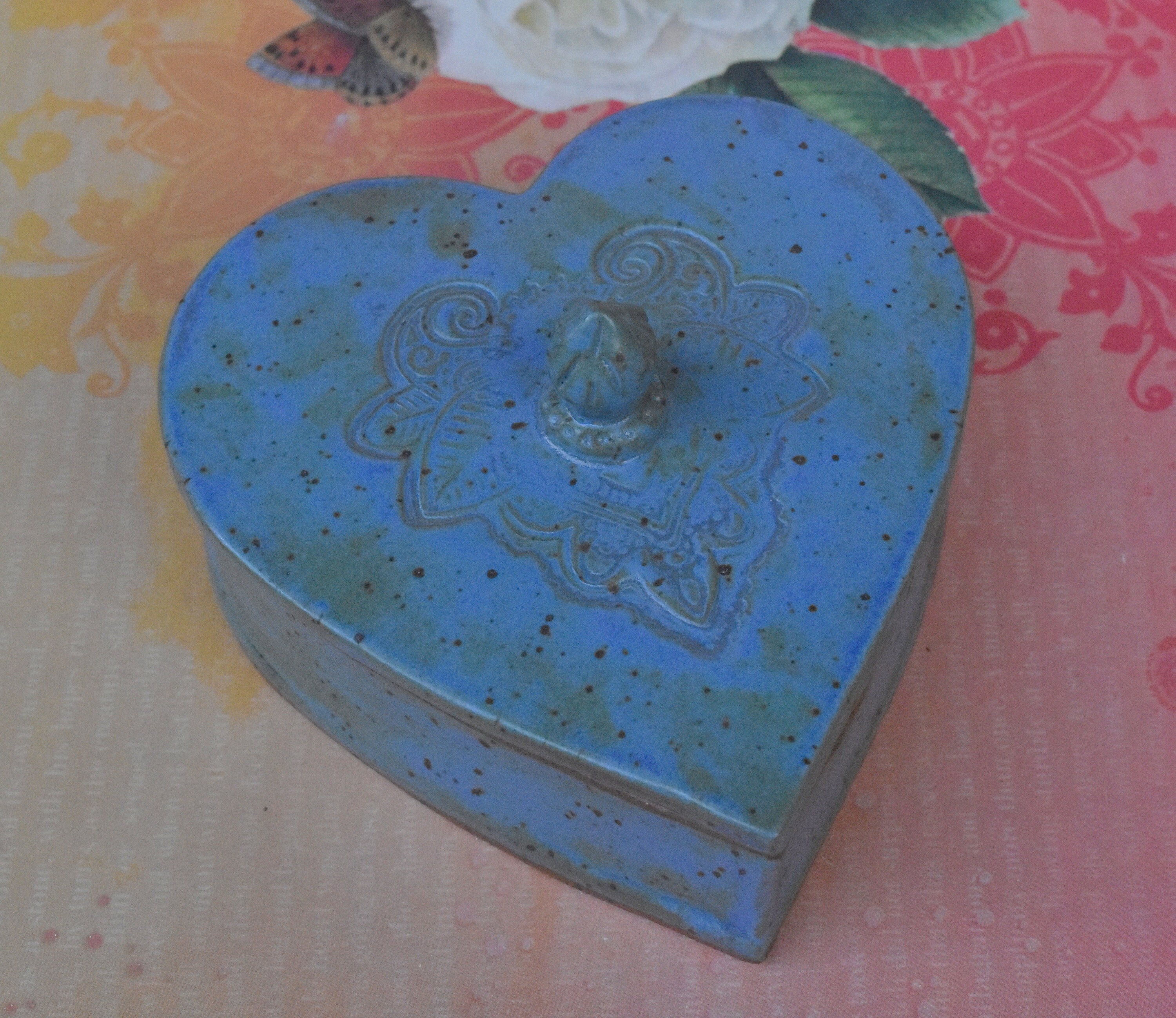 Jewelry box. Ceramic handmade box. Lotus heart box. Lotus | Etsy