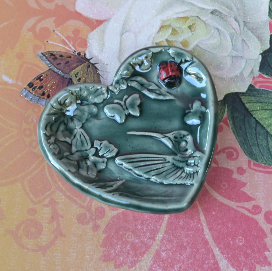 Hummingbird and Ladybug Teaspoon Rest. Hummingbird Ring Holder. Heart ...