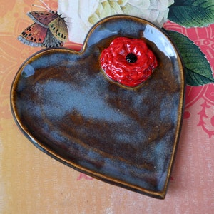 Spoon Rest. Ceramic Ring Holder. Poppy Flower Ring Holder. Valentine ...