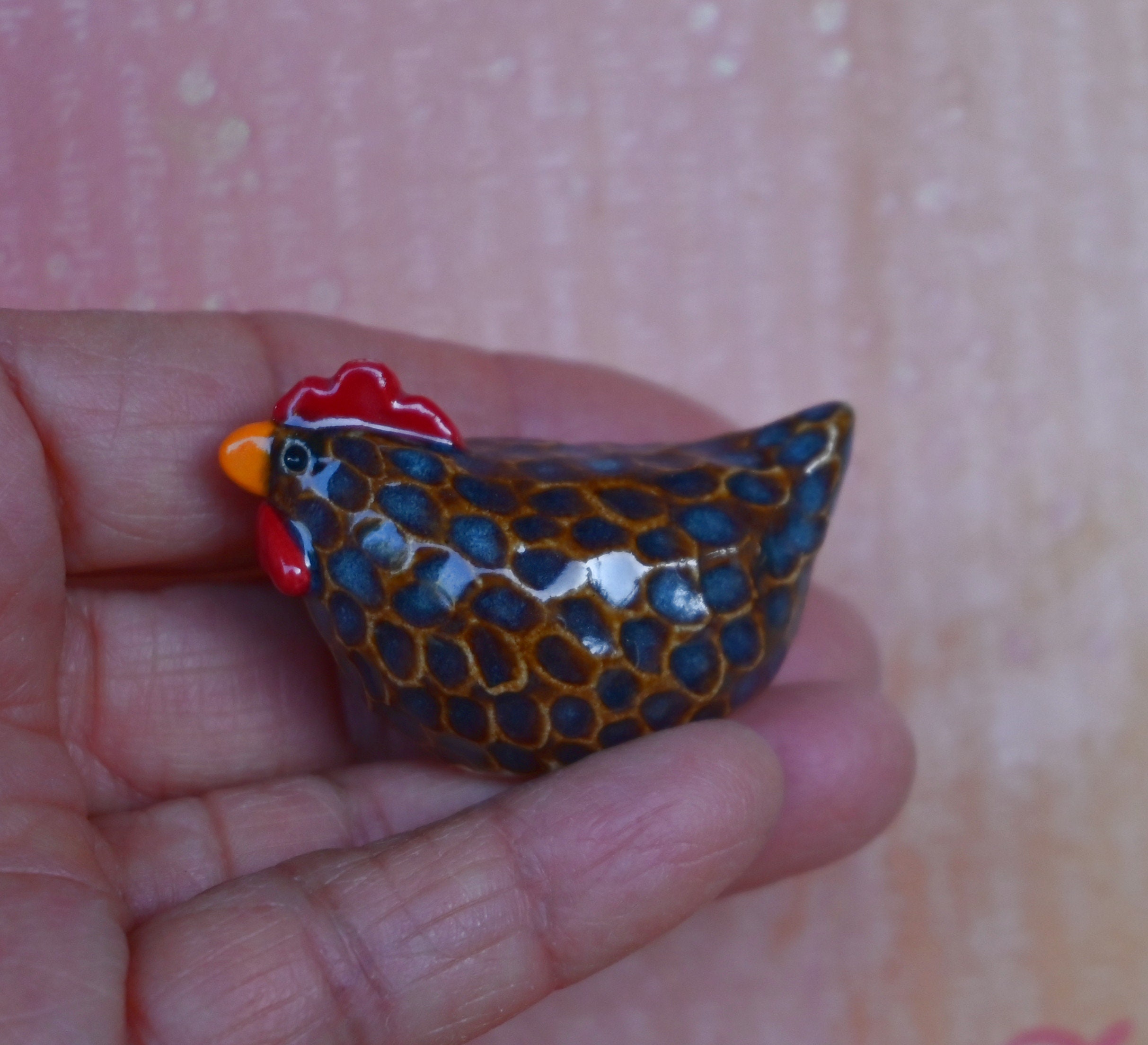 Chicken Figurine. ONE Ceramic Chicken. Miniature Chicken Sculpture ...