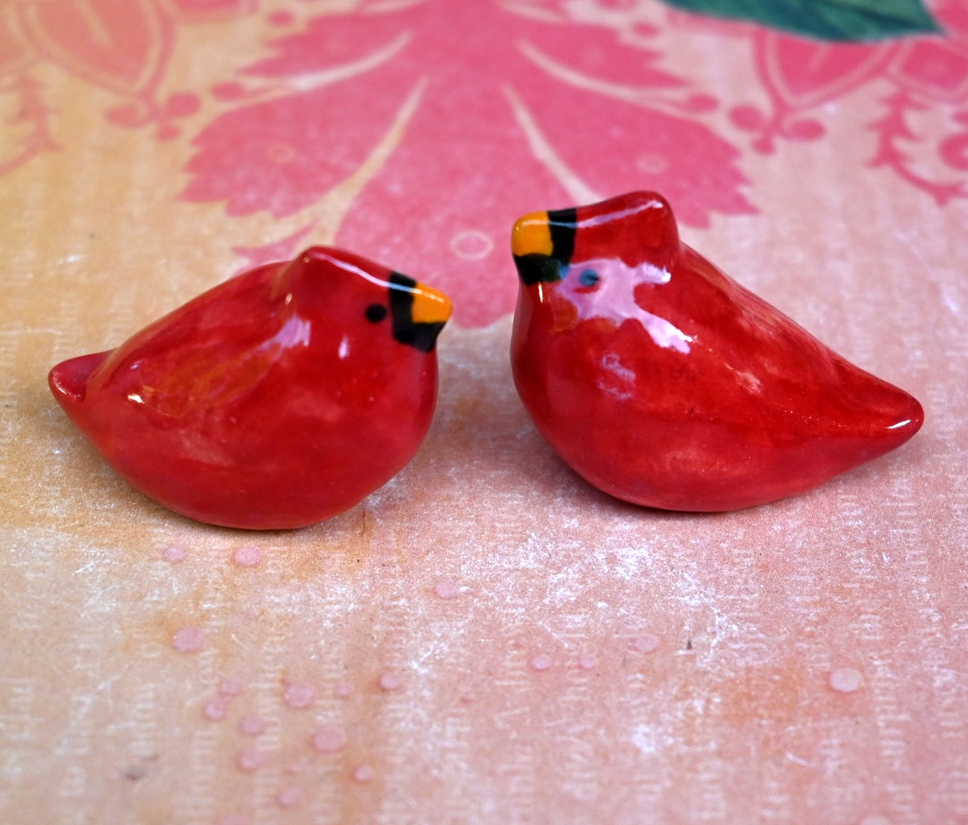 Red Cardinal Figurine. Ceramic Miniature Red Cardinal Sculpture ...